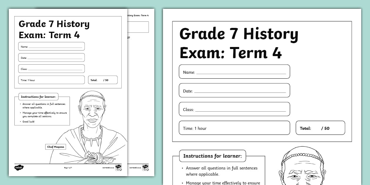 Grade 7 History Term 4 Exam Paper And Memo PDF - Twinkl ZA