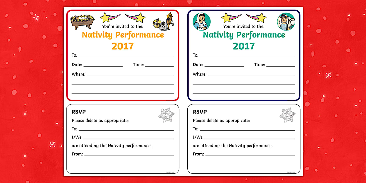 Nativity Performance Invitation Cards (teacher made)