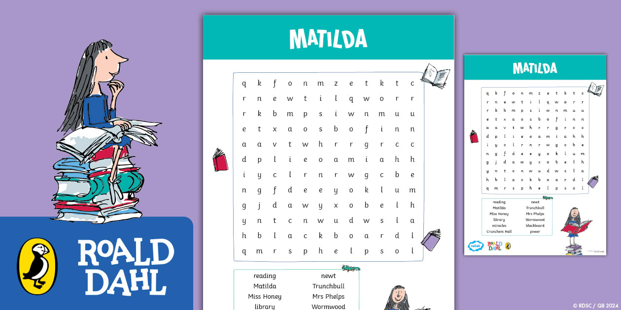 FREE! - ‘Matilda’ Word Search | Roald Dahl | Twinkl Partnerships