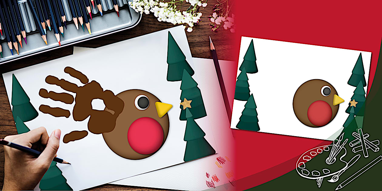 Robin Christmas Handprint Activity Poster (teacher made)