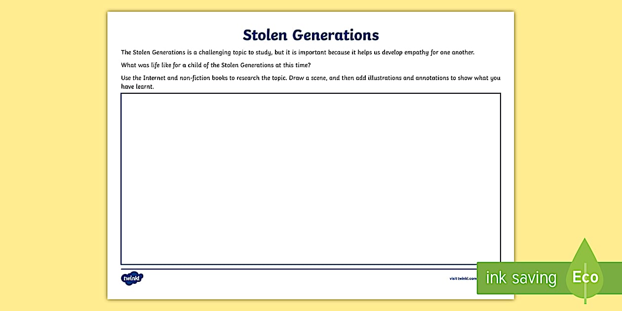 Black and White The Stolen Generations Sketch Pad Activity