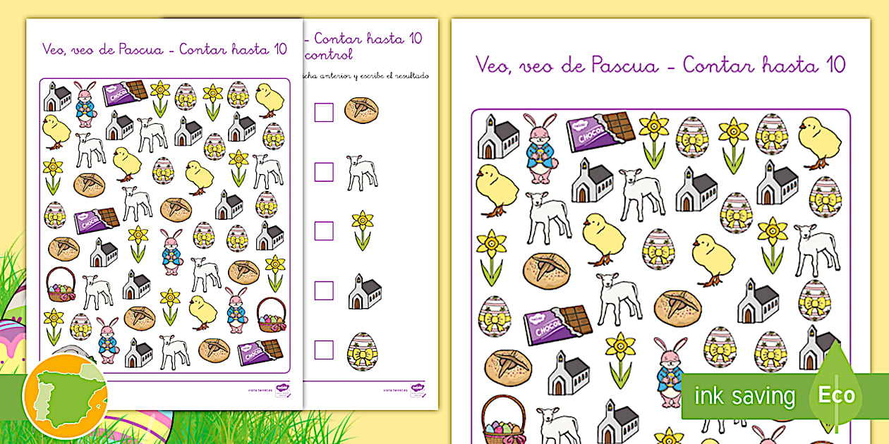 Ficha de actividad: Veo, veo con dibujos de Pascua - Twinkl