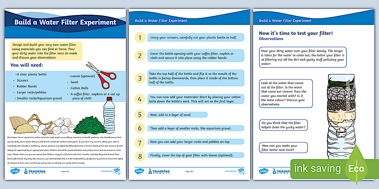 FREE! - Build a Water Filter Experiment - Trashtag Kuwait