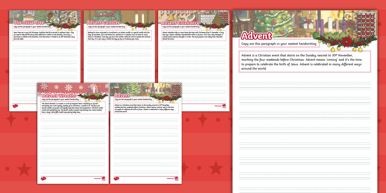 Advent Handwriting Practice Paragraphs Worksheets - Twinkl