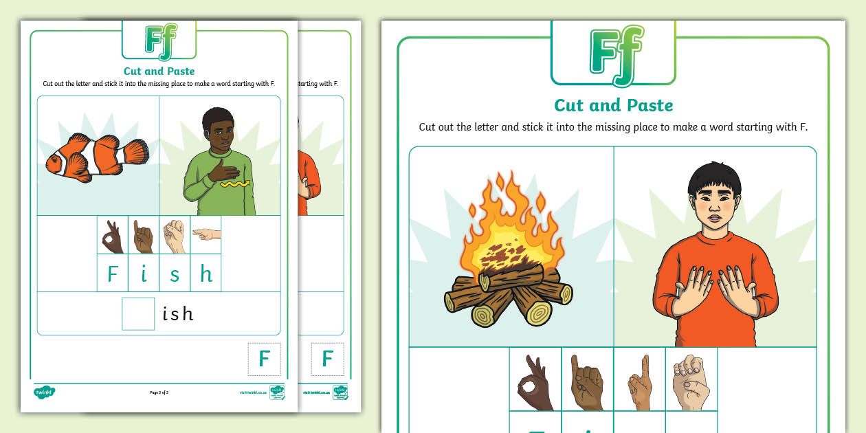 Letter F Handwriting Worksheet with SASL (teacher made)