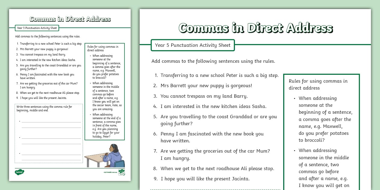 Commas in Direct Address (teacher made) - Twinkl