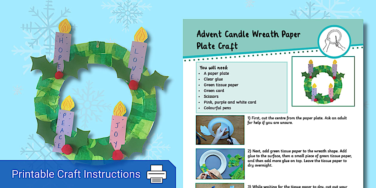 Advent Candle Wreath Paper Plate Craft Christmas Activities