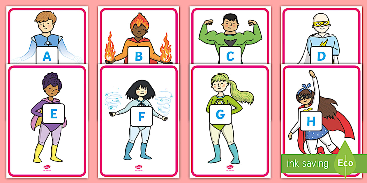 Alphabet on Superheroes Display Posters (teacher made)