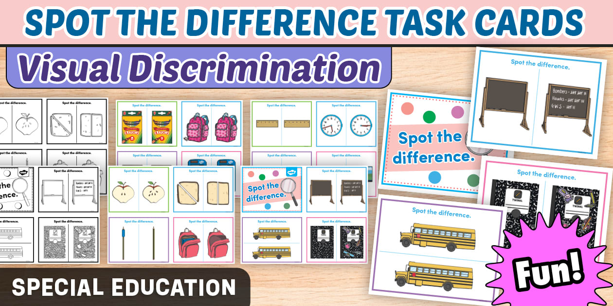 Back-To-School Spot the Difference Task Cards for Special Education