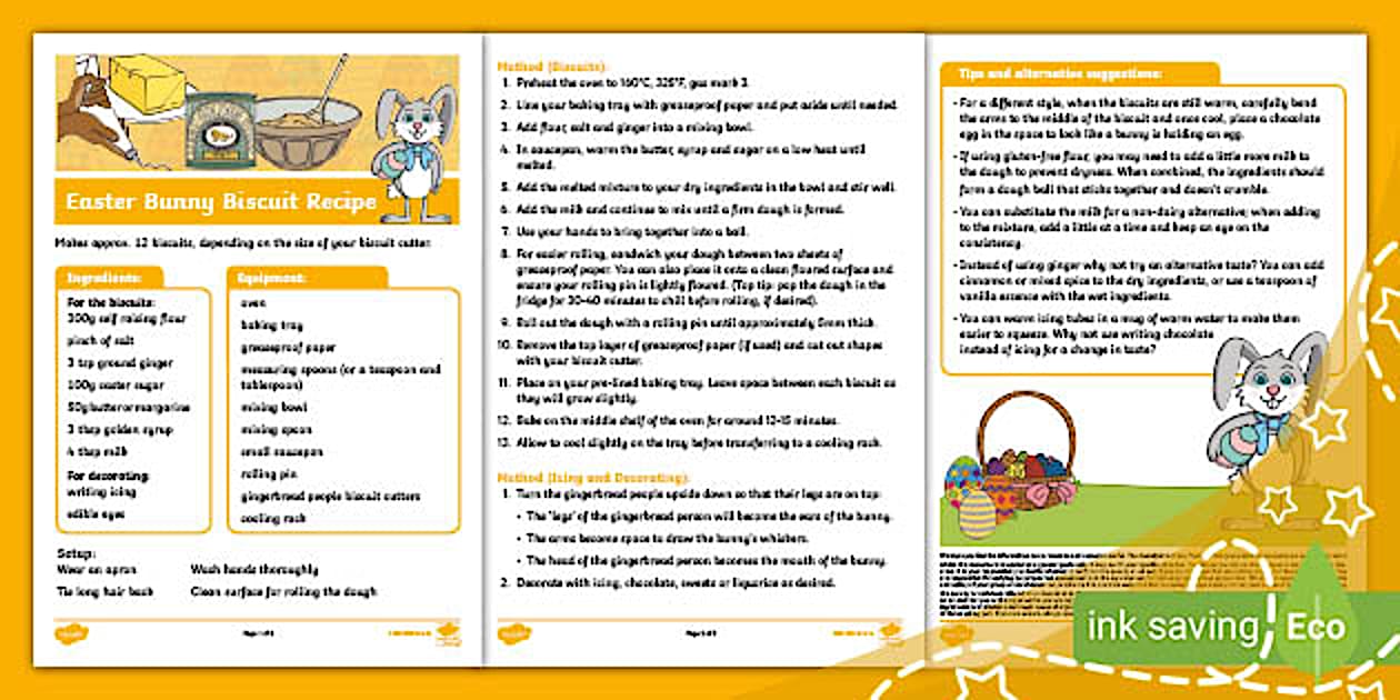 Easter Bunny Biscuit Recipe (teacher made) - Twinkl