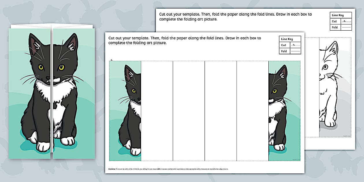 Kitten Folding Art Template (teacher made) - Twinkl
