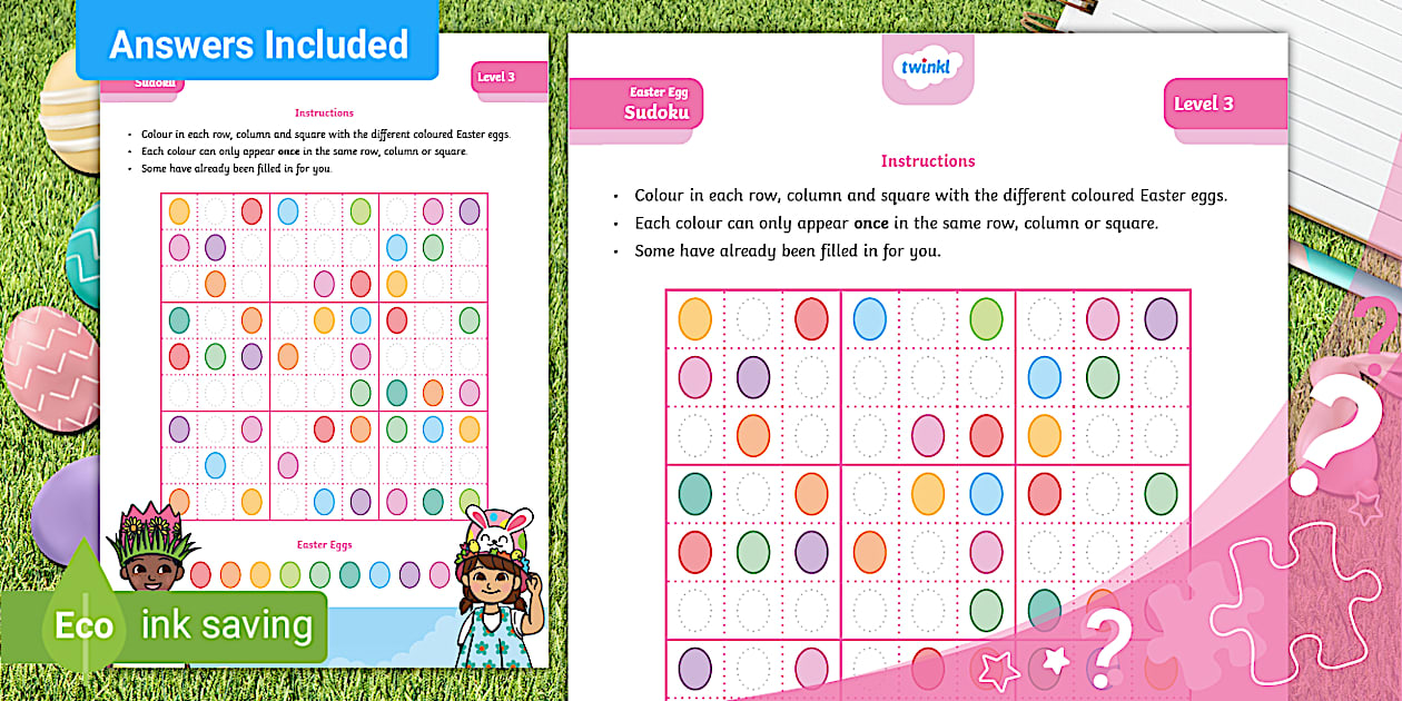 Easter Egg Sudoku Puzzle – L3 – Twinkl Puzzled - Twinkl