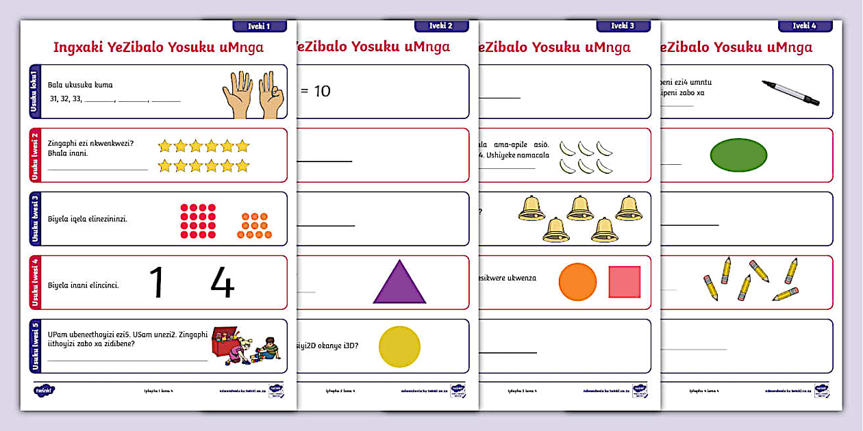 Ibanga 1 Imisebenzi YeZibalo: EyoMnga Worksheets - Twinkl
