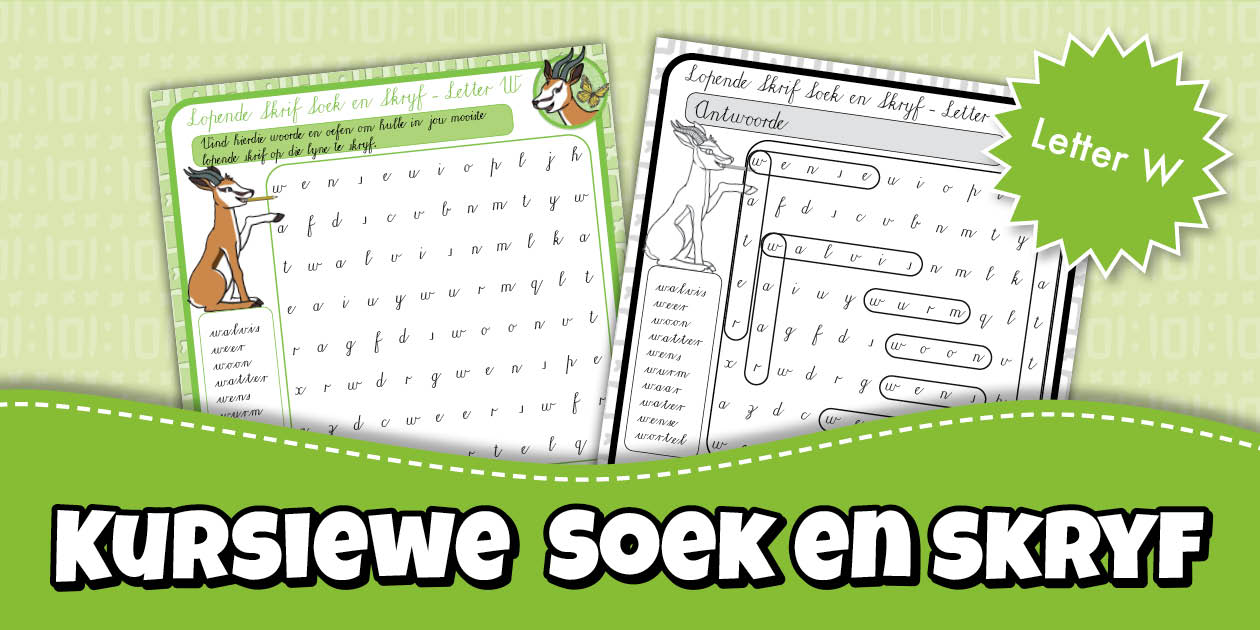 Gr 3 - Handskrif Soek en Skryf: Letter w (KABV-belyn)