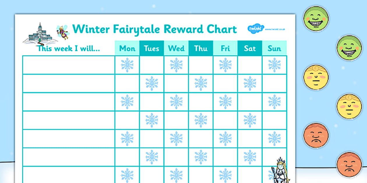 Editable Winter Fairytale Reward Sticker Chart - Twinkl