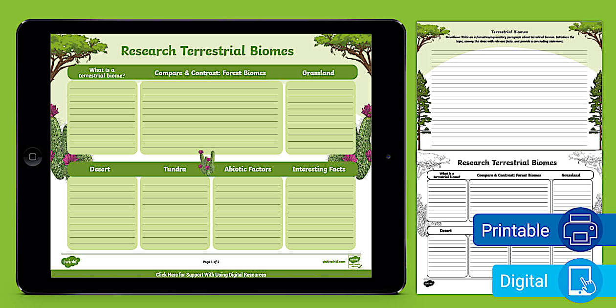 Research Terrestrial Biomes Graphic Organizer and Writing