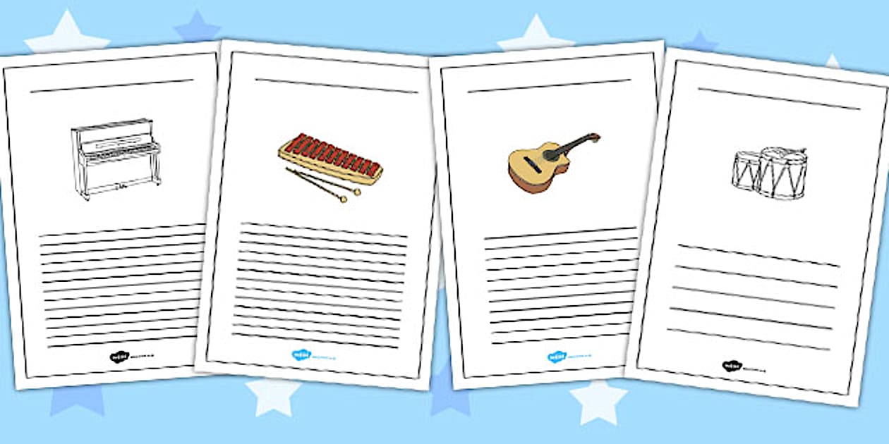 Musical Instrument Writing Frames (teacher made) - Twinkl
