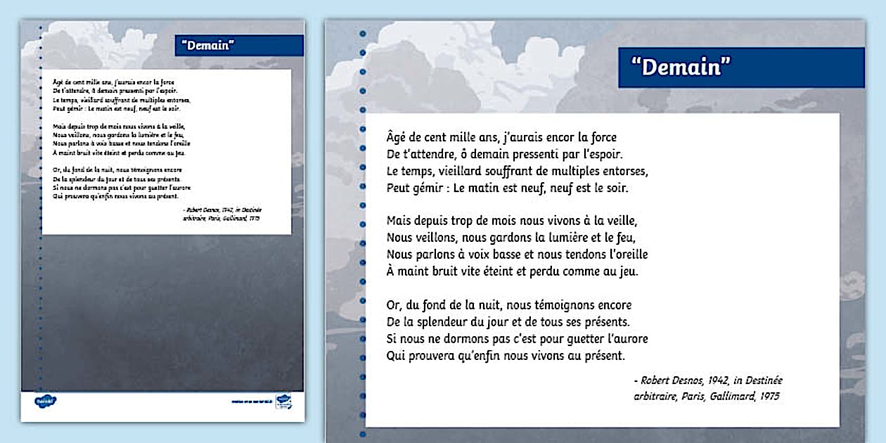 "Demain", Robert Desnos (teacher made) - Twinkl
