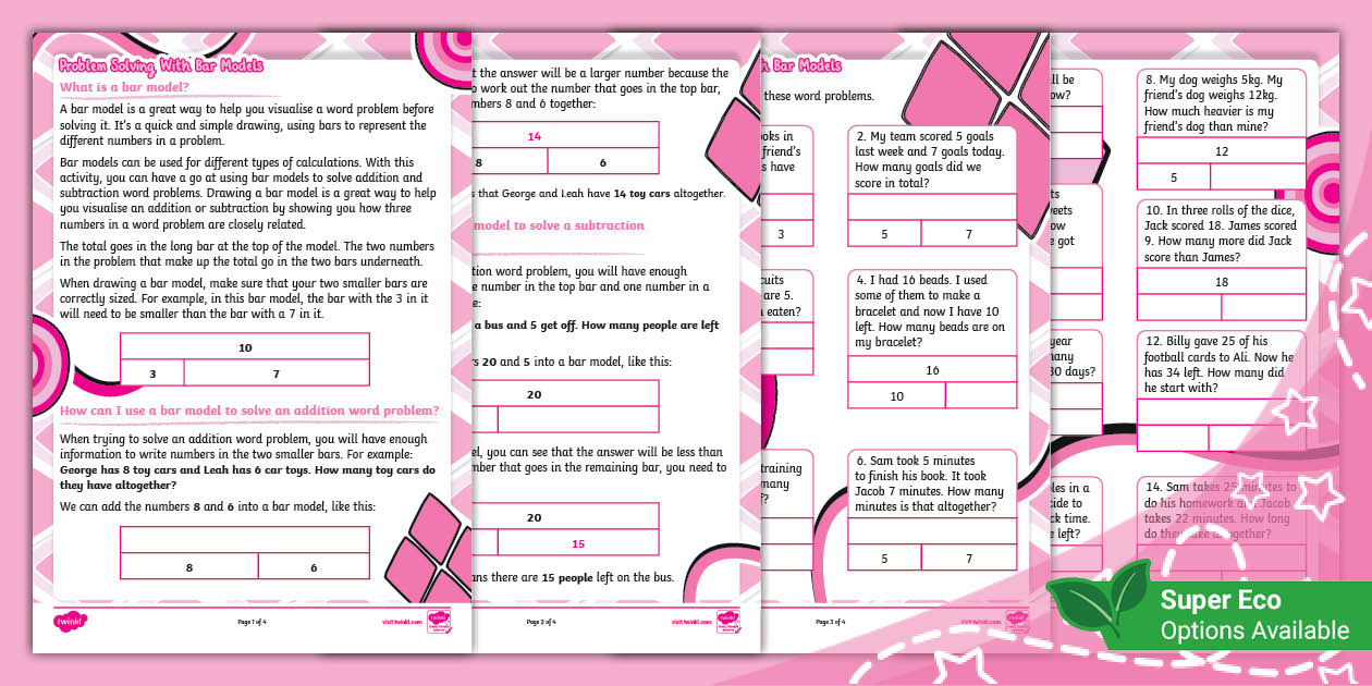Bar Model Problem-Solving Sheets | Y2 Maths Parent Support
