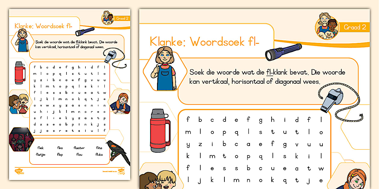 FREE! - Graad 2 Klanke Woordsoek fl- (teacher made) - Twinkl