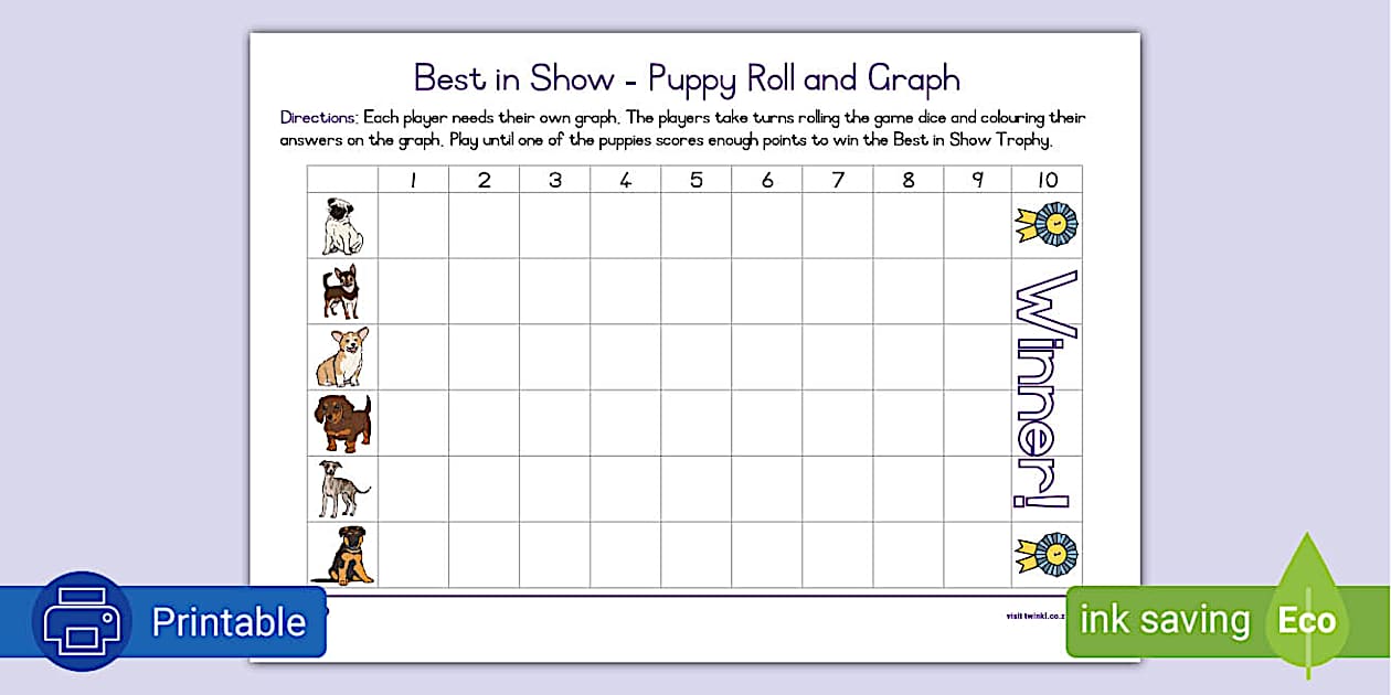 Best In Show Puppy Roll And Graph Worksheet - South Africa