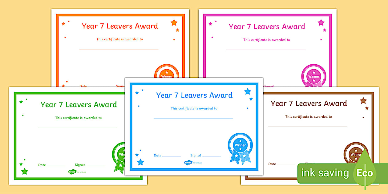 Year 7 Leavers Award Editable Certificates - Twinkl