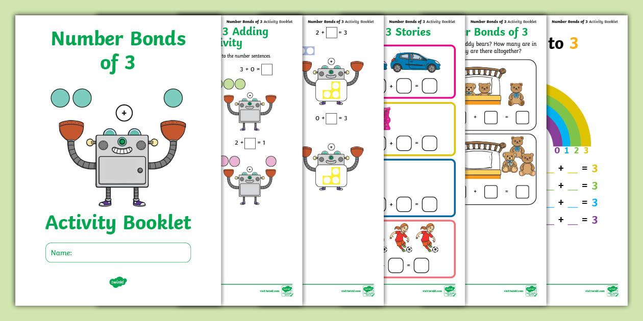 👉 * NEW * Number Bonds of 3 Booklet (teacher made)