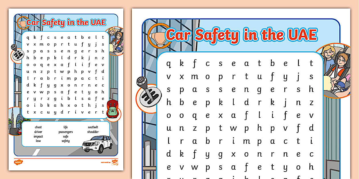 Car Safety in the UAE Word Search (teacher made) - Twinkl