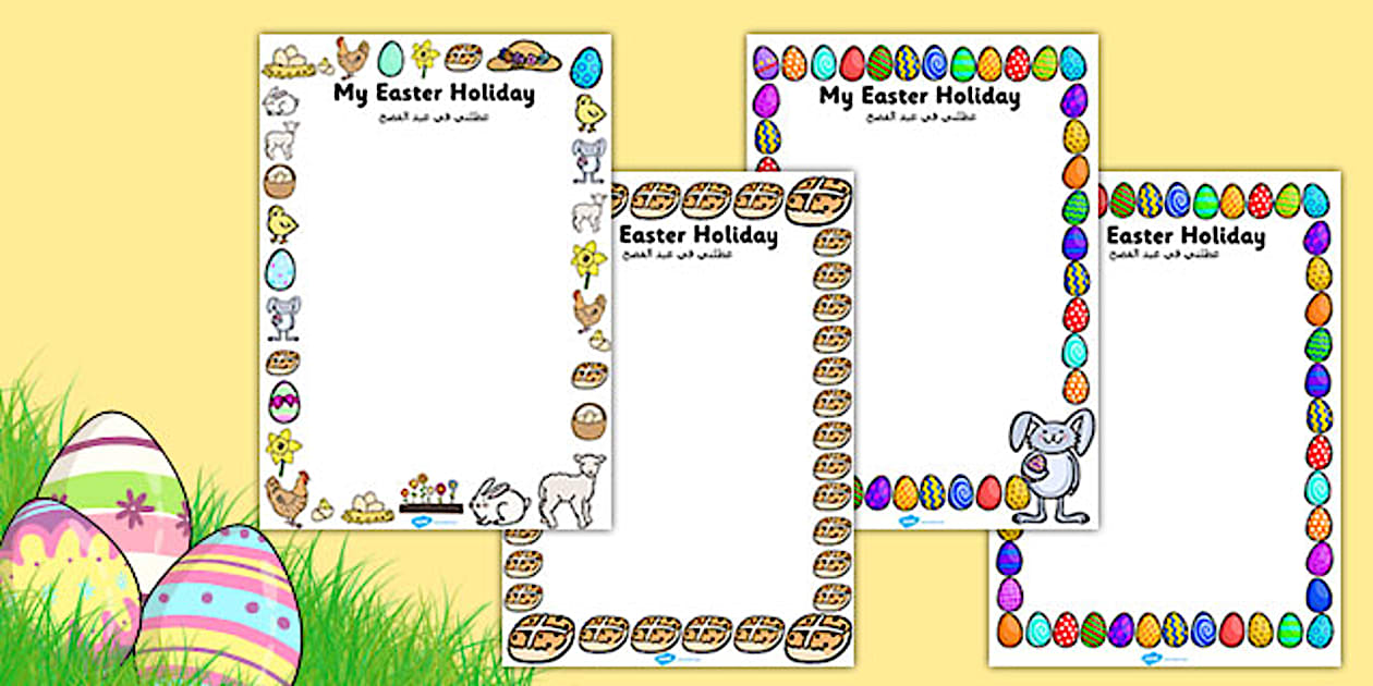 My Easter Holiday Writing Frames Arabic Translation - Twinkl