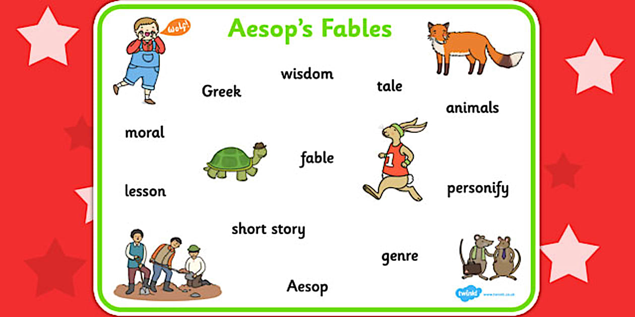 Cursive Aesop's Fables Word Mat (professor feito) - Twinkl