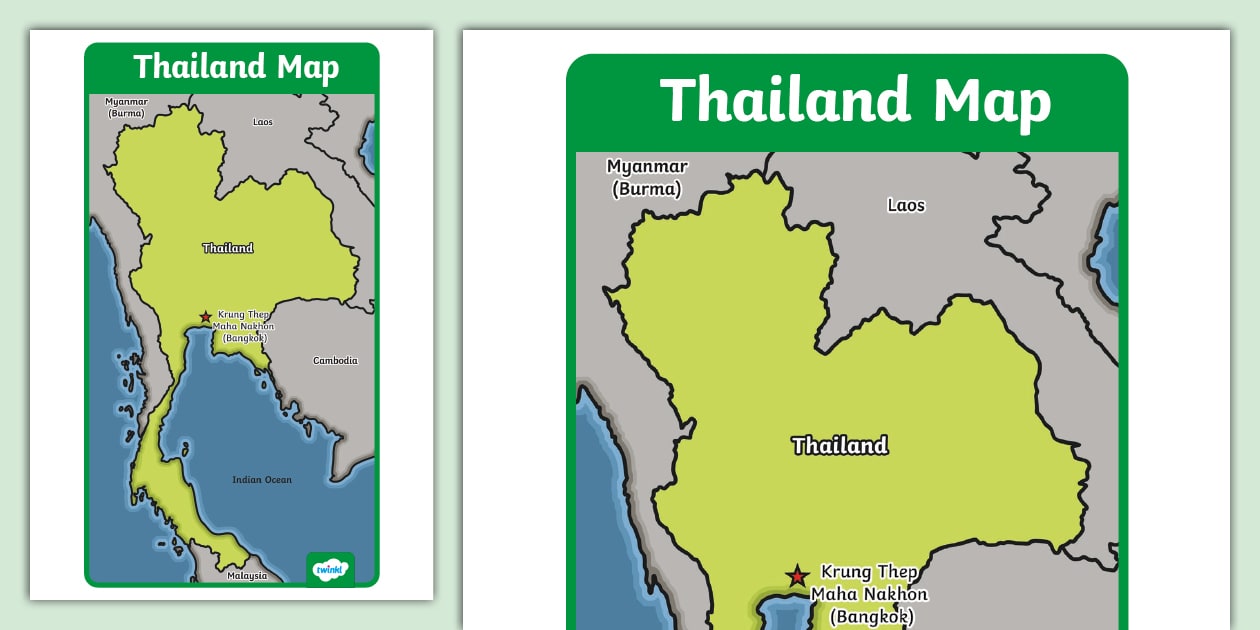 KS1 Thailand Display Map (teacher made) - Twinkl
