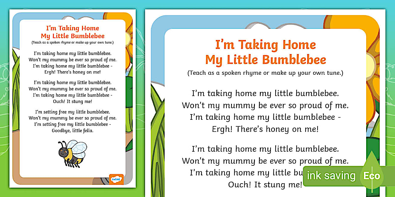 Bumblebee Nursery Rhyme Lyrics Poster | Twinkl | Early Years