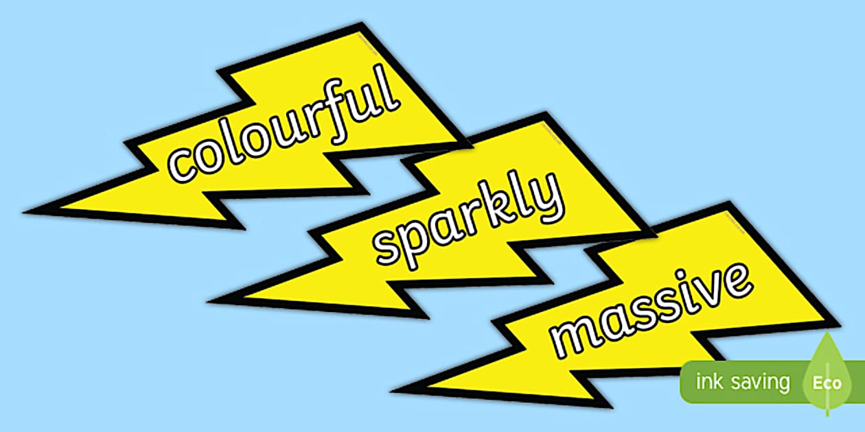 Cursive Wow Words on Thunderbolts (professor feito) - Twinkl