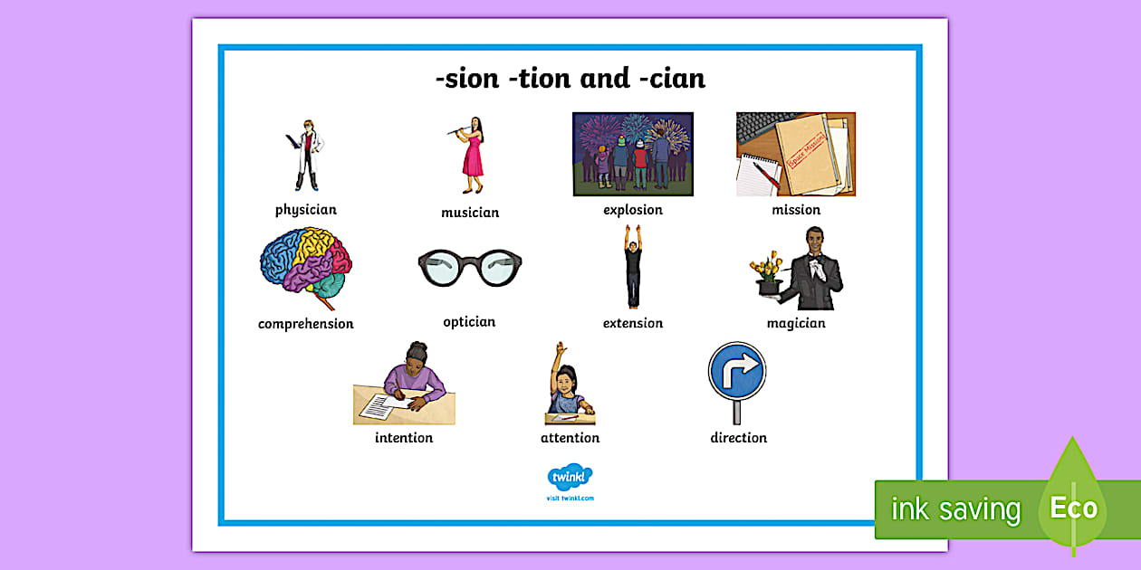 -tion -sion and -cian Words Mat - Teacher-made Resource