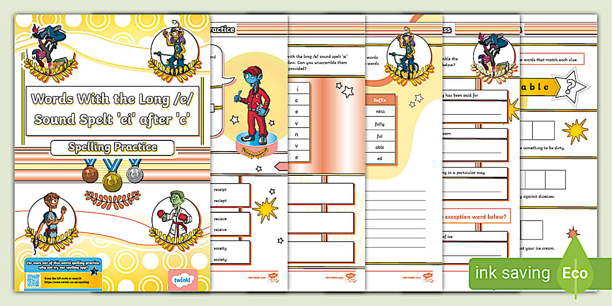 Long /e/ Sound Spelt 'ei' after 'c' KS2 Spelling booklet