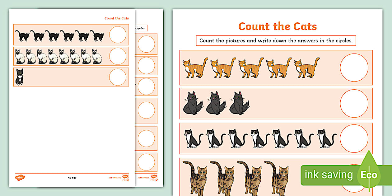 👉 Cat Maths Activity Sheet | Parents Support Resource