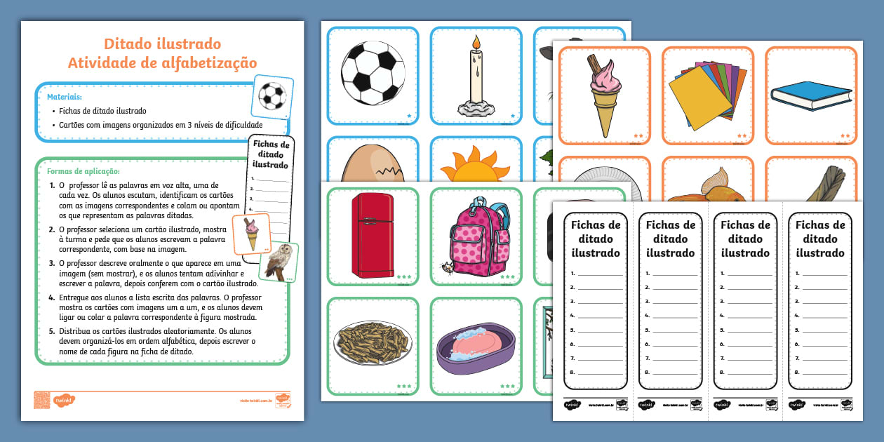 Ditado ilustrado - Atividade de alfabetização - Twinkl