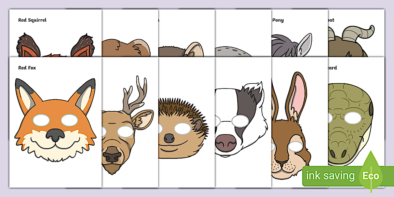 Wild Irish Animals Role Play Masks (teacher made) - Twinkl