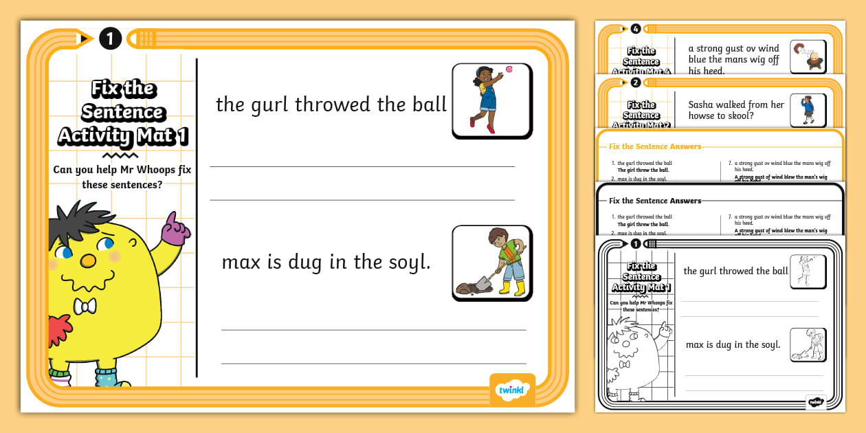 Fix the Sentence Worksheet Pack (teacher made) - Twinkl