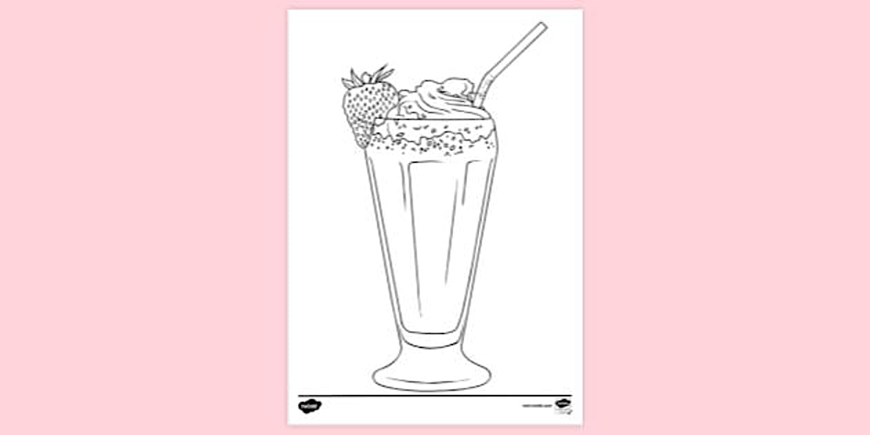 Strawberry Milkshake Colouring Sheet | Colouring Sheets