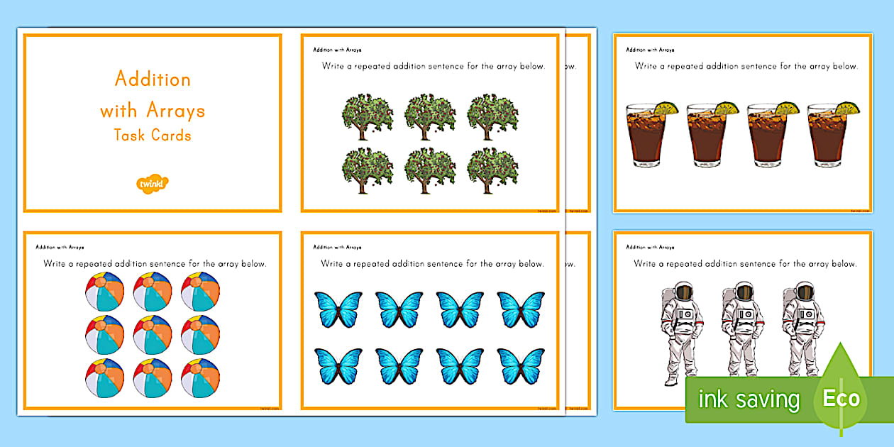 Addition with Arrays Task Cards (Teacher-Made) - Twinkl