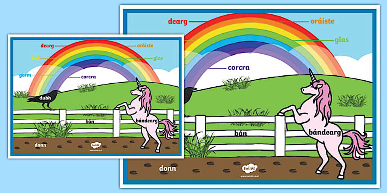 Rainbow Colours Irish A2 Display Poster