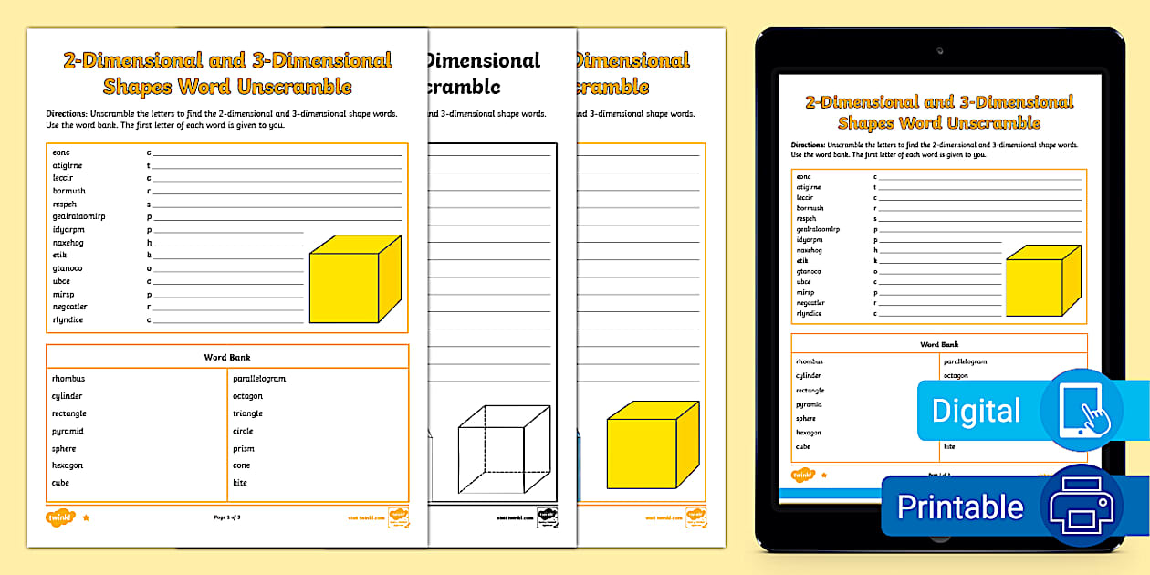 2D and 3D Shapes Worksheets | Math | Twinkl USA - Twinkl