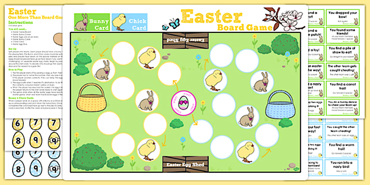 One More Than Easter Bunny Hop Board Game (teacher made)