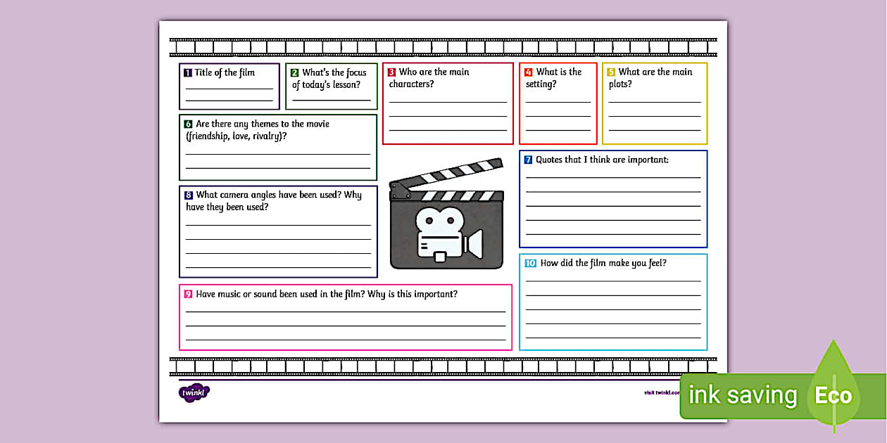 Film Literacy Activity Sheet - Film Education for Children