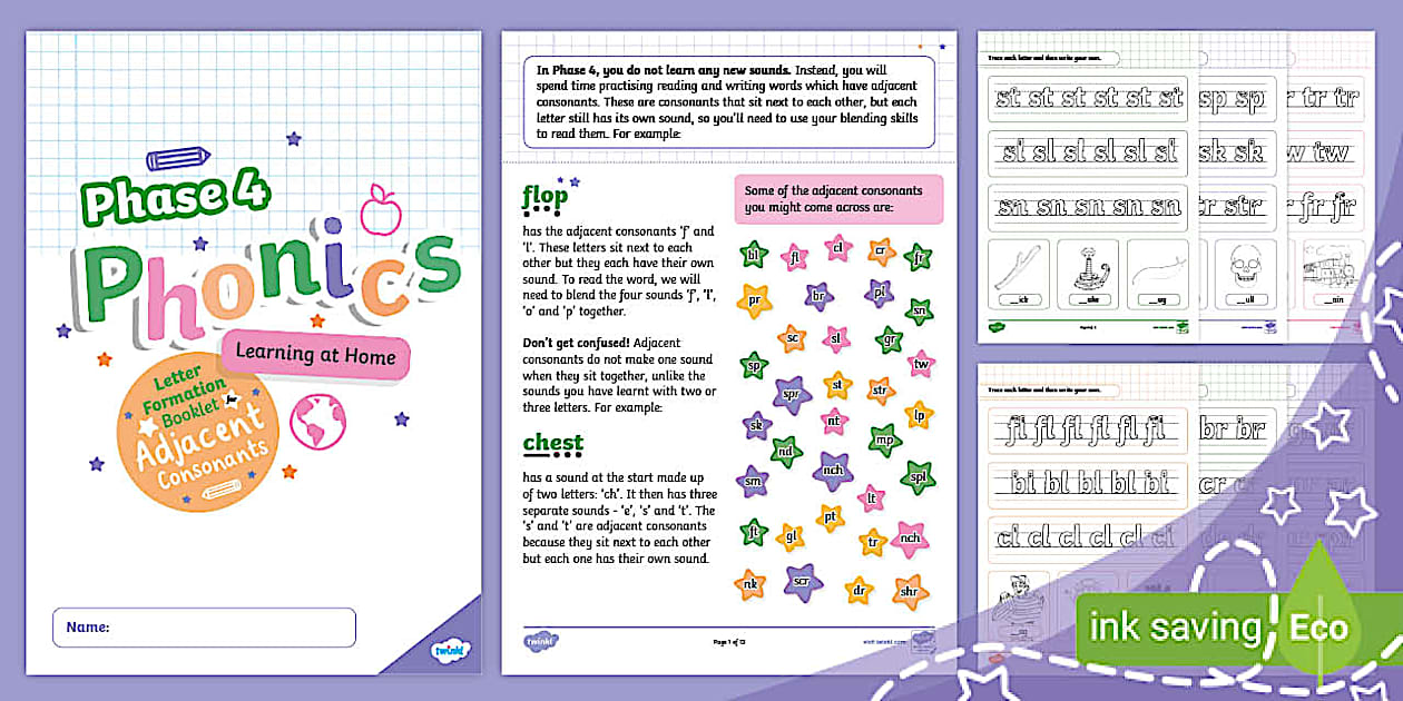 Phase 4 Phonics Letter Formation Booklet - Learning at Home