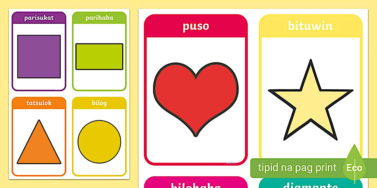 Mga Panimulang Hugis (Flashcards) | Preschool | Twinkl