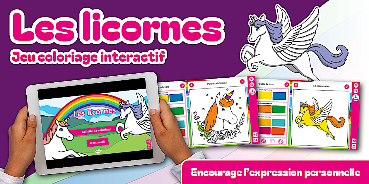 * NEW * Jeu coloriage interactif : Les licornes - Twinkl