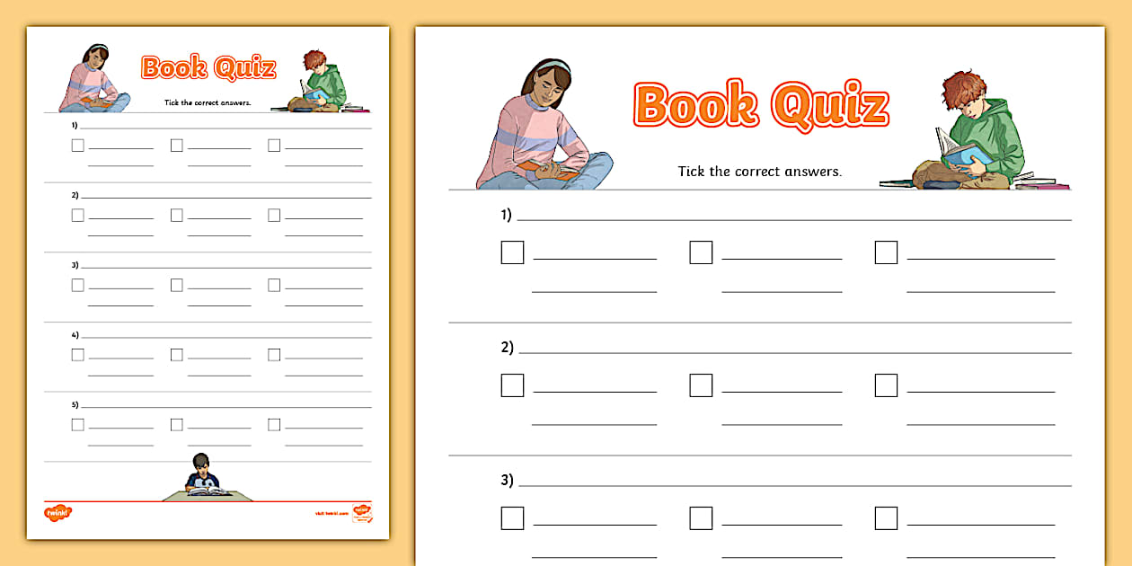 Book Quiz Template (creat de profesori) - Twinkl