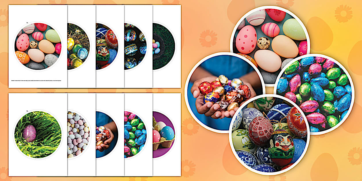 Easter Eggs Circle Photo Cut-Outs (teacher made) - Twinkl